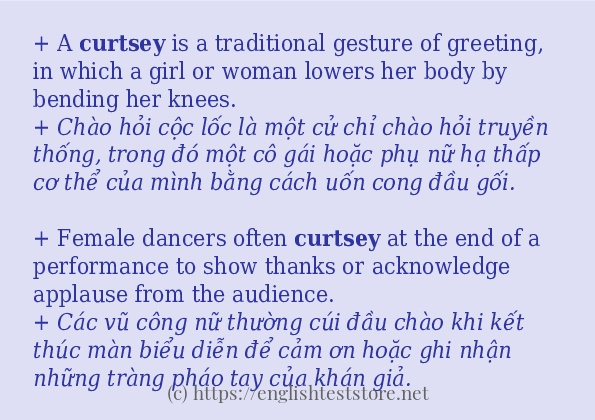 Các câu ví dụ và cách dùng từ "curtsey" - EnglishTestStore Tiếng Việt