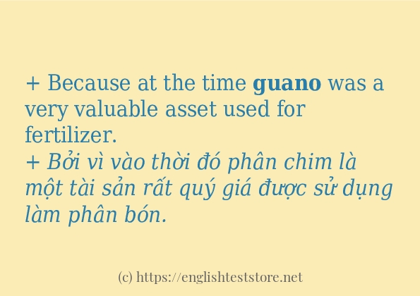 Các câu ví dụ và cách sử dụng từ "guano" - EnglishTestStore Tiếng Việt