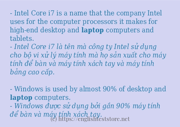 Câu ví dụ của từ "laptop" - EnglishTestStore Tiếng Việt