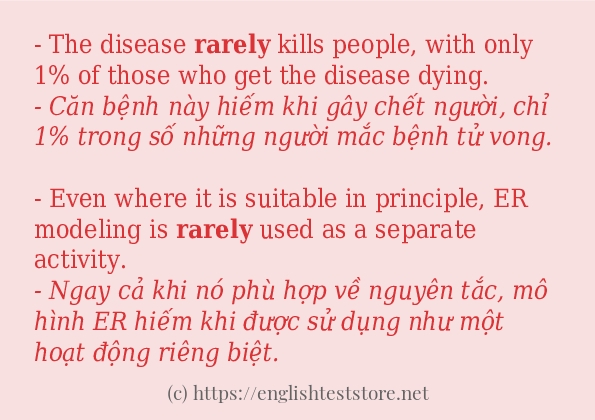 "rarely" ví dụ và cách sử dụng trong câu - EnglishTestStore Tiếng Việt