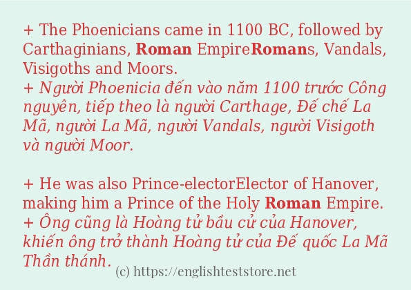 "roman" ví dụ và cách sử dụng trong câu - EnglishTestStore Tiếng Việt